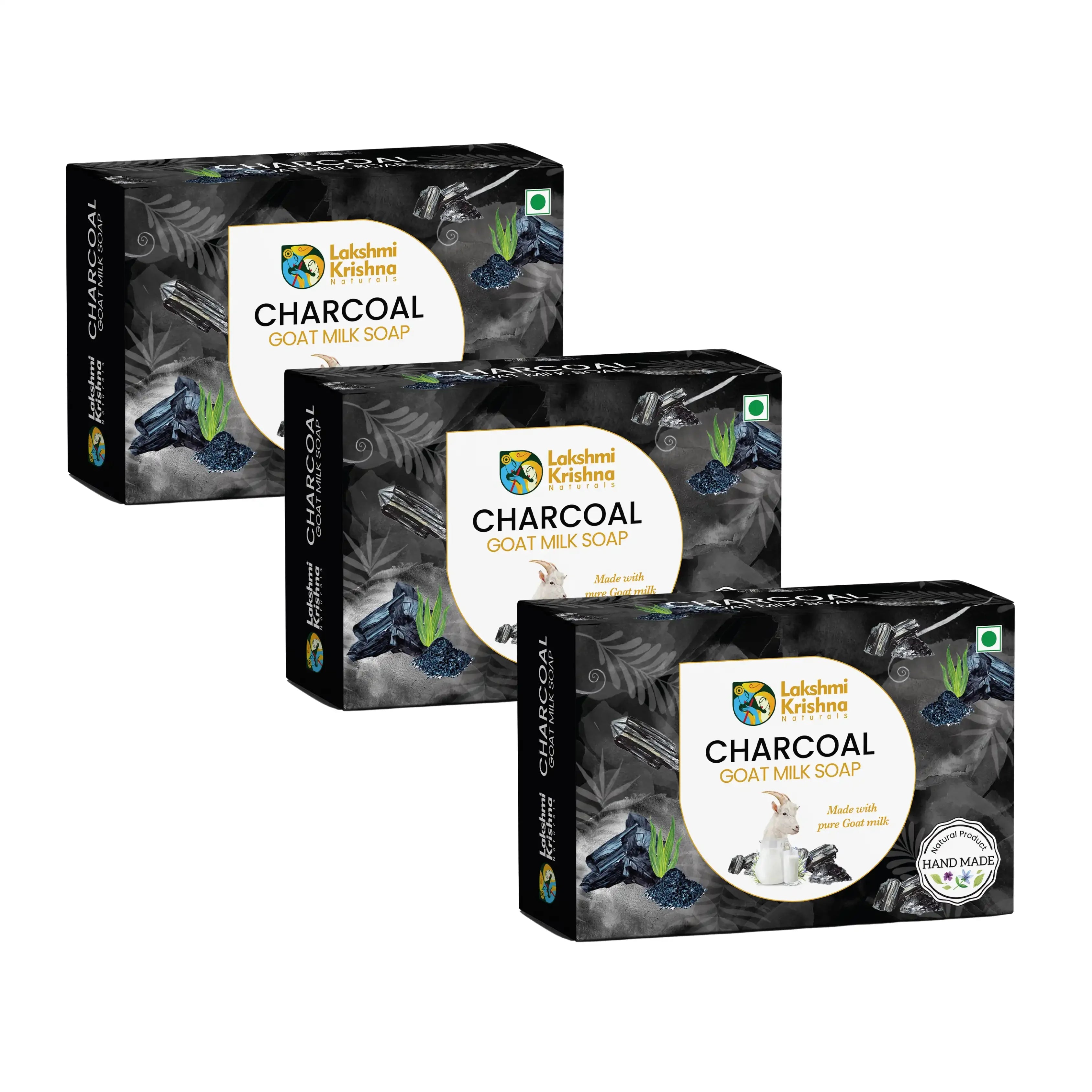 Buy Combo of 3 Goat Milk Charcoal Soap | Lakshmi Krishna Naturals